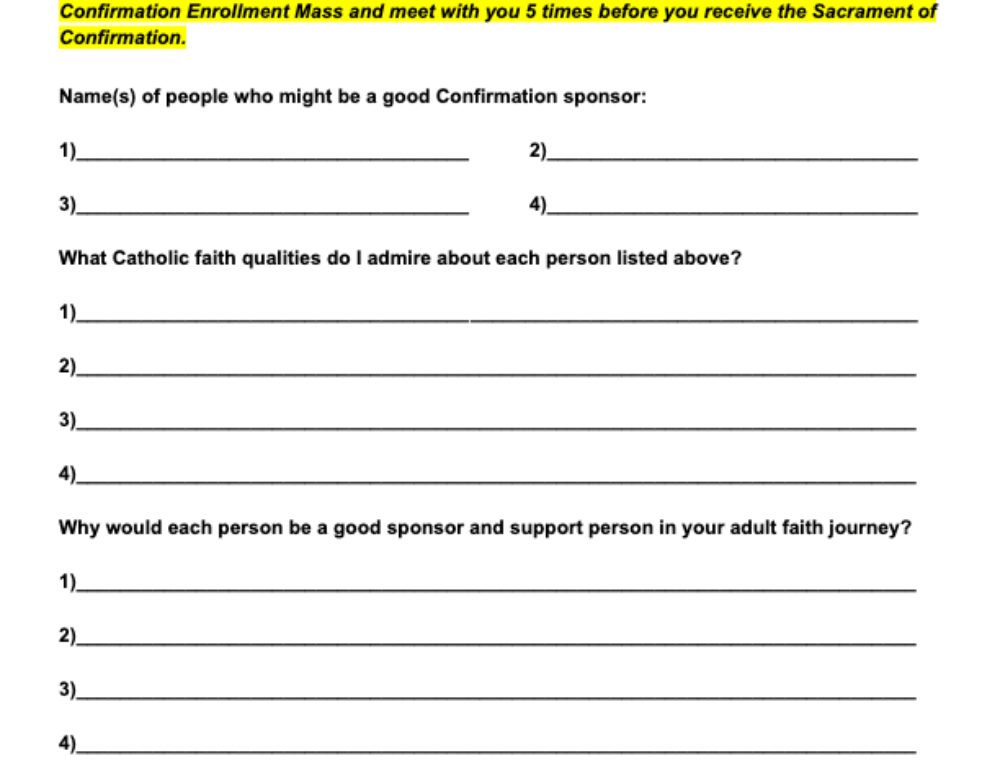 Instructions for Writing a Saint - St. Joseph Catholic Church
